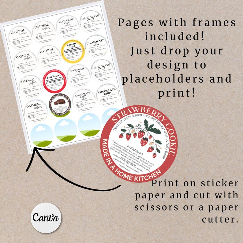 Illustrated Cottage Food Labels Strawberry Flavor Stickers California ...