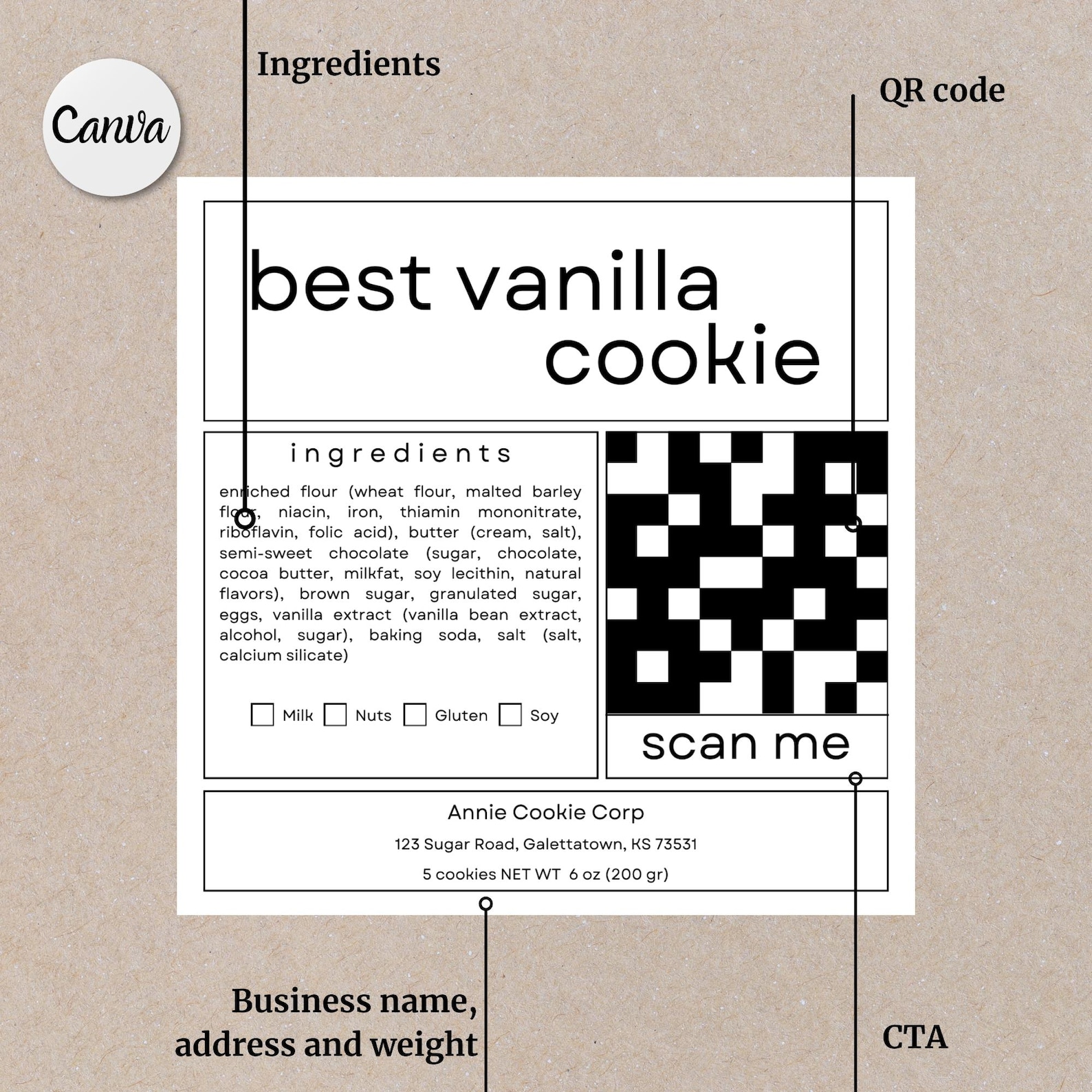 Cookie Label Info Template Alabama West Virginia Cottage Law Disclaimer ...