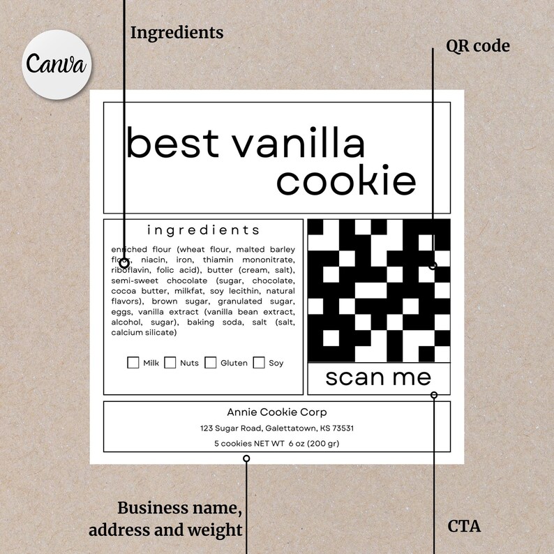 Cookie Label Info Template Alabama West Virginia Cottage Law Disclaimer ...