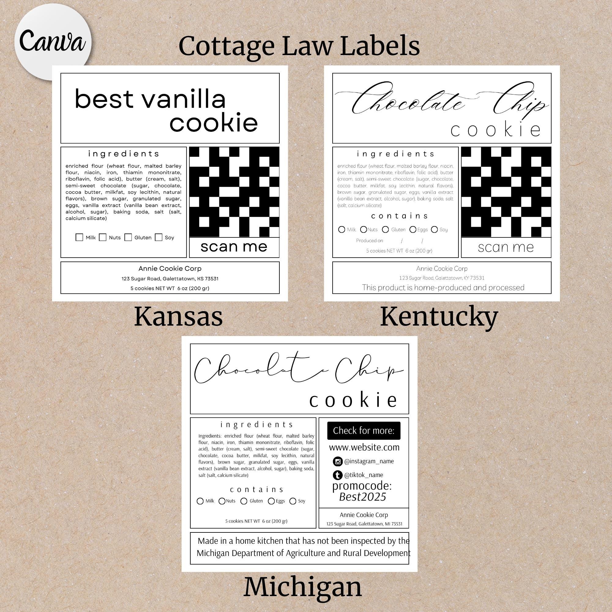 Cookie Label Template Thermal Printer Ingredient Sticker Cookie ...