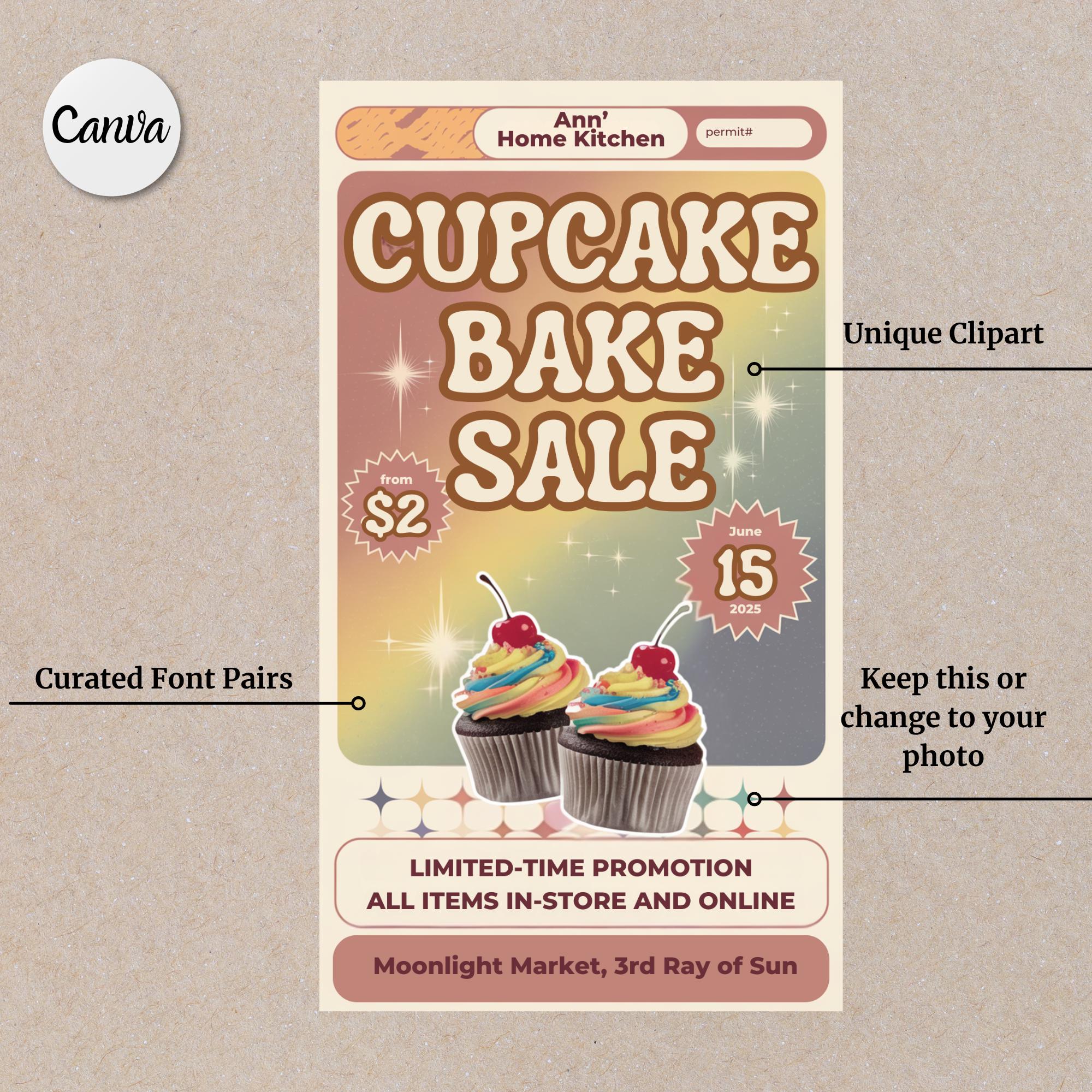 Bakery Flyers Cupcake Sale Flyer Editable Flyer Template for Home ...