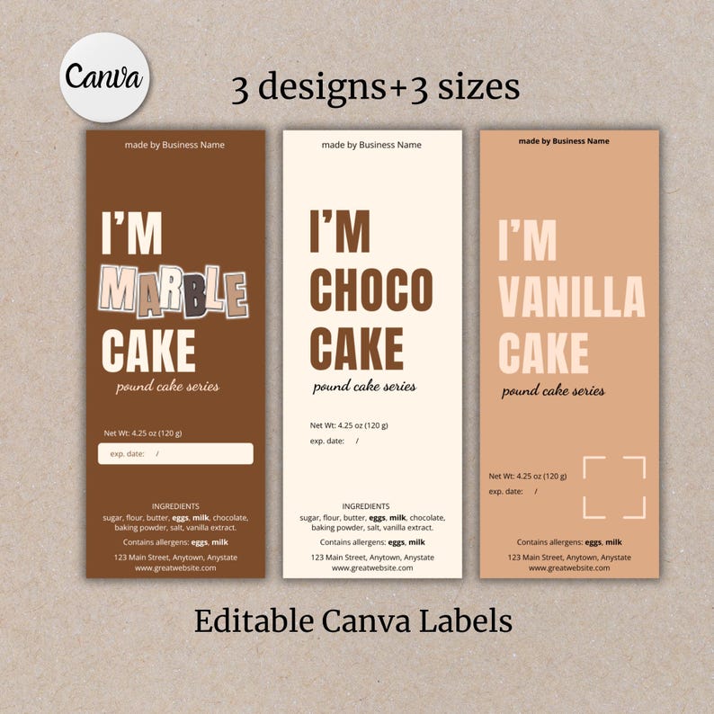 Vanilla Cake Loaf Slice Editable Sticker Template Bite Size Cake ...