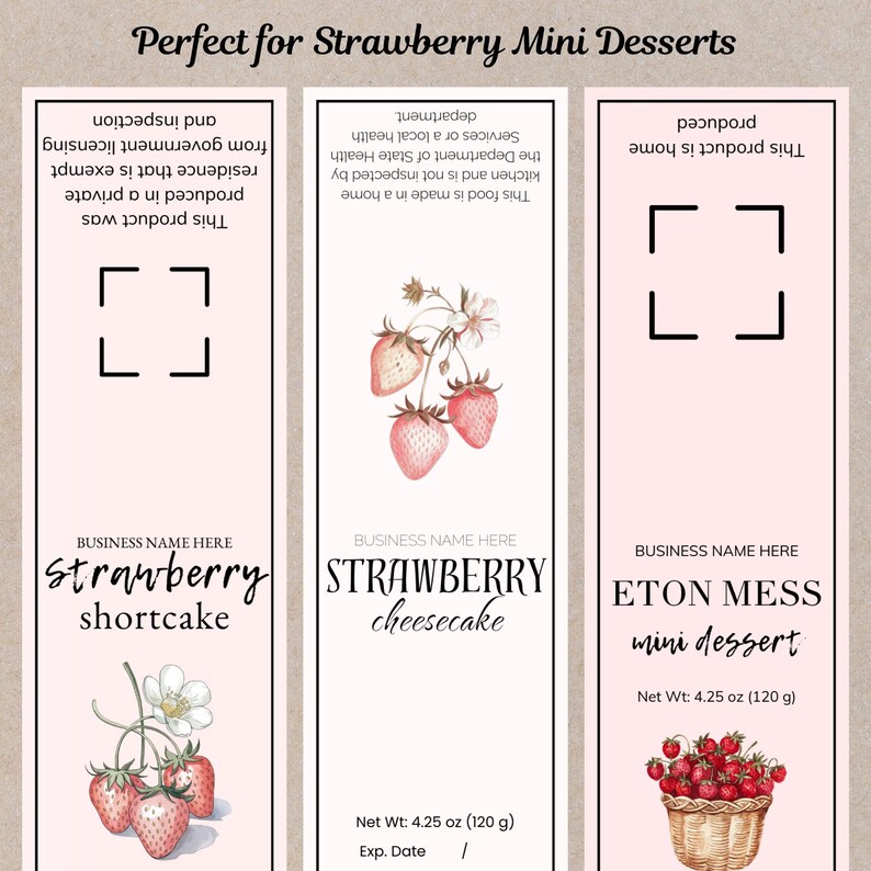 Printable Mini Loaf Pan QR Tag Summer Strawberry Desserts Mini ...