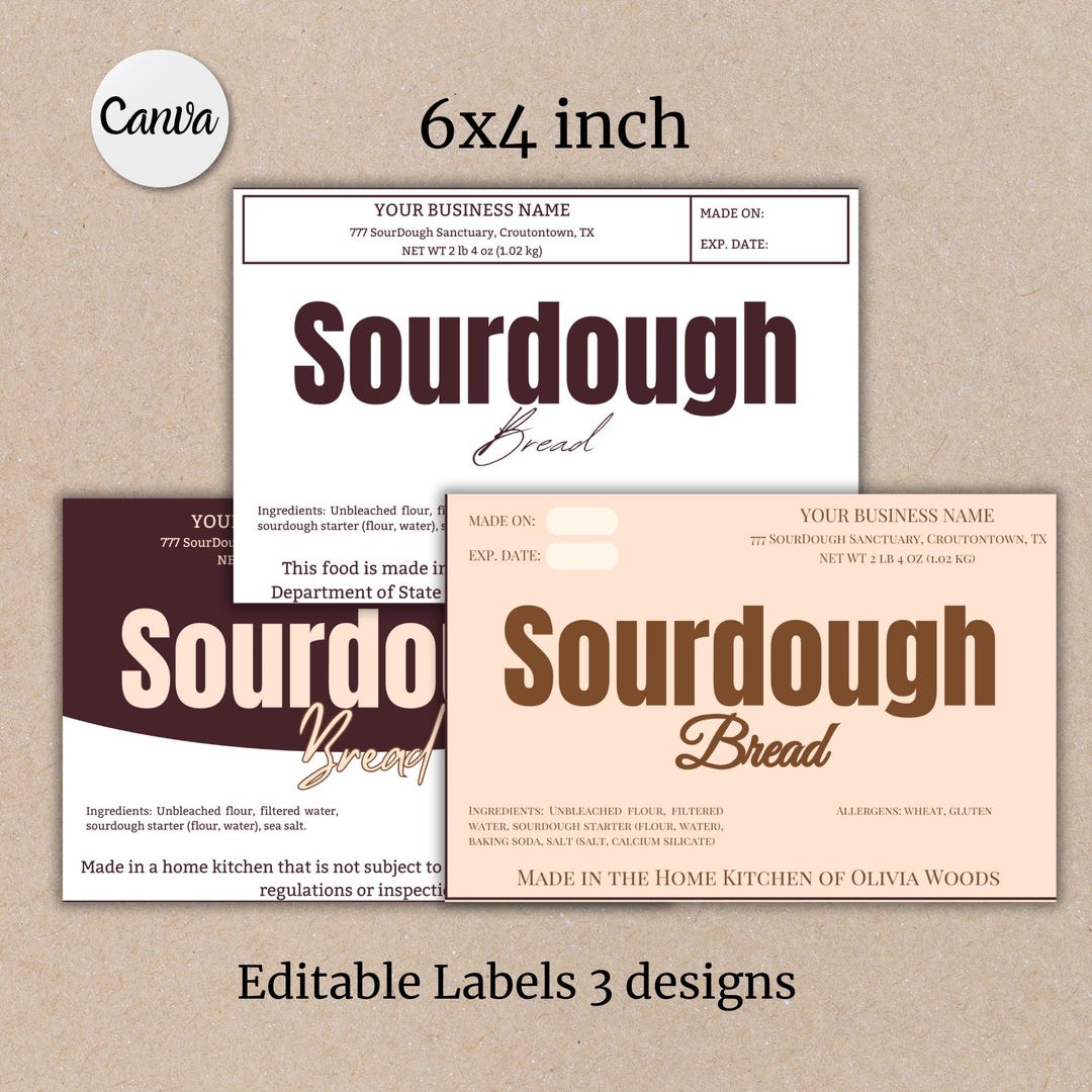 Sourdough Bread Label Cottage Law Sourdough Ingredient Label Card Texas ...