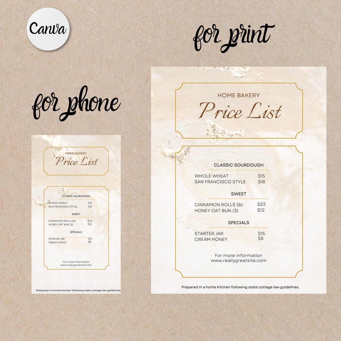 Bakery Price List Template Bundle Editable Bread Price List ...