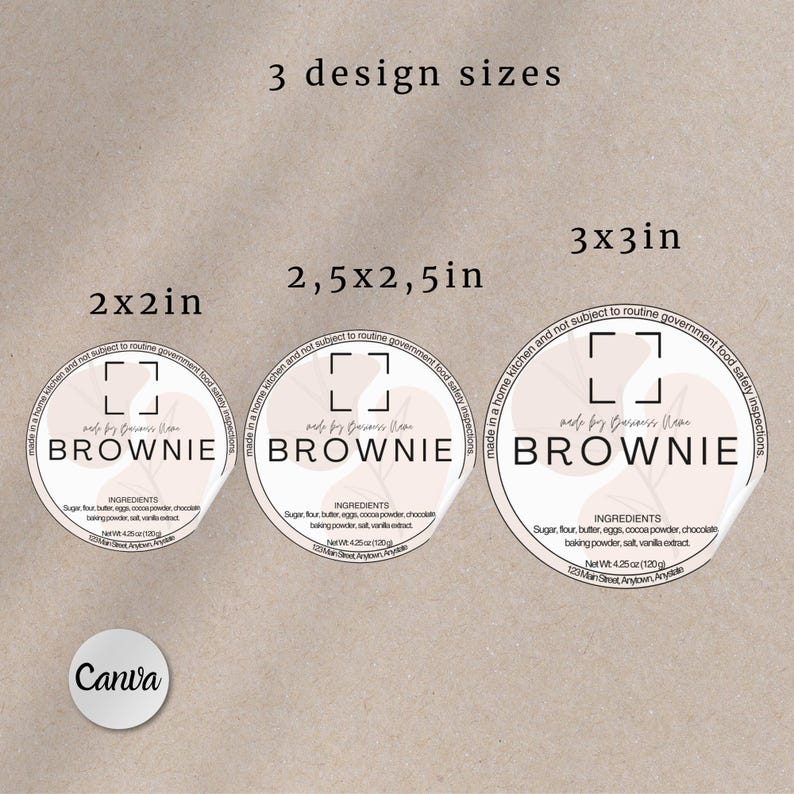 Brownie Editable Flavor Label Template Round Small Sticker Baking ...