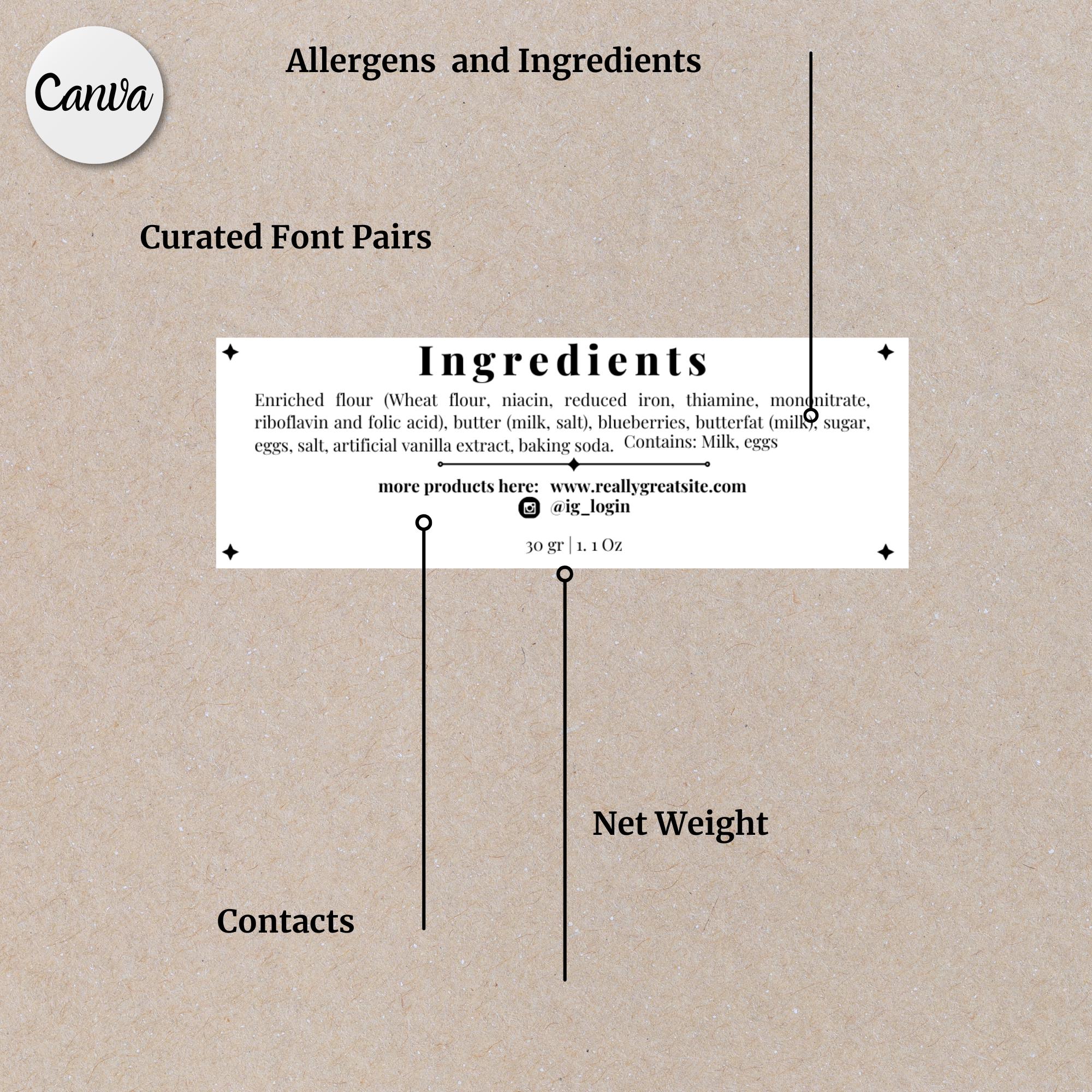 Minimalist Ingredient Label Template Cookie Cottage Food Ingredient ...