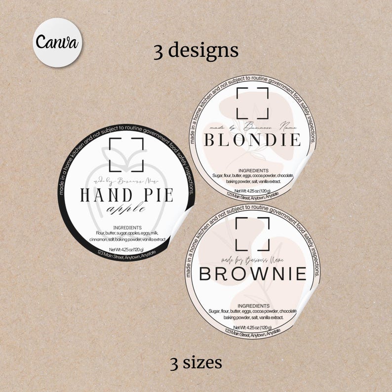 Brownie Editable Flavor Label Template Round Small Sticker Baking ...