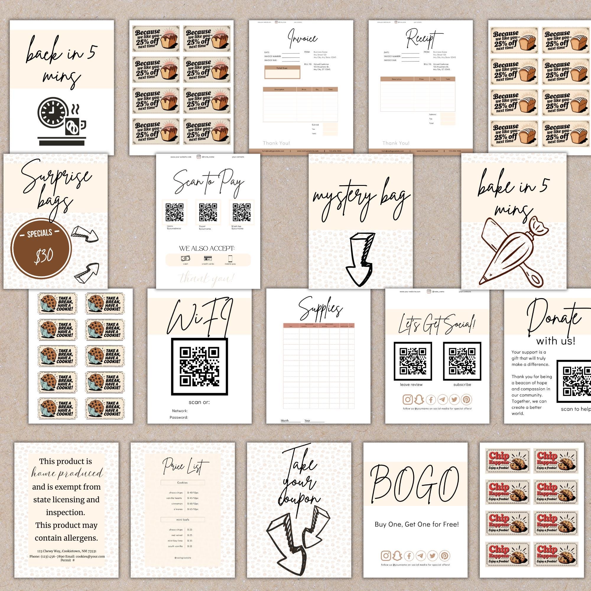 Printable Farmers Market Price List and Cottage Law Signs Editable ...