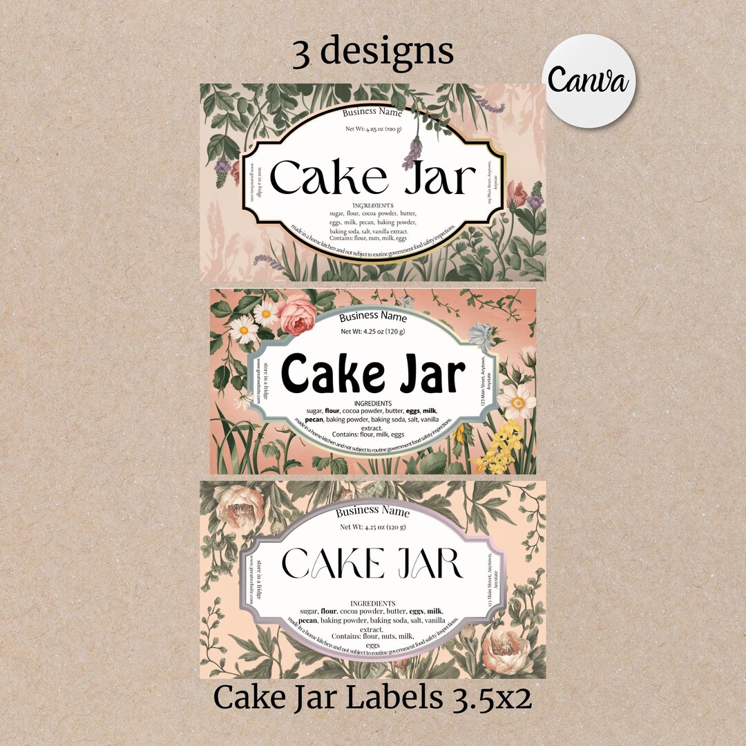 Cake Jar Label Cottage Kitchen Home Cakery Small Cakes Labels Victorian ...