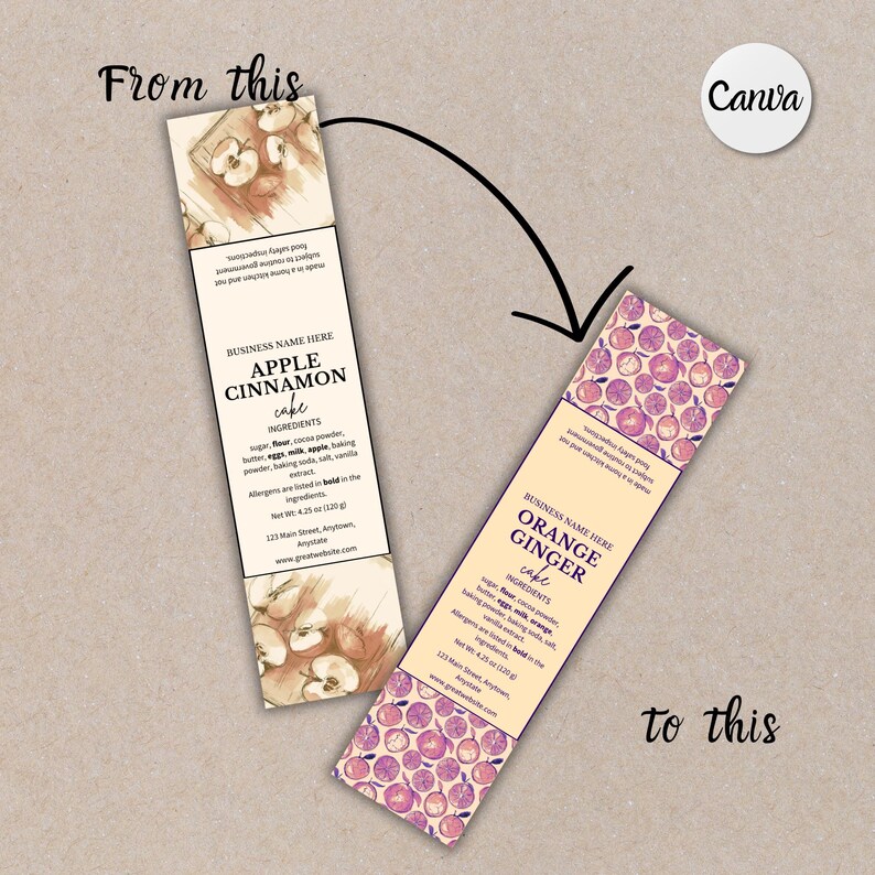 Editable Mini Cake Tin Label Template Mini Loaf Baking Pan Label Mini ...