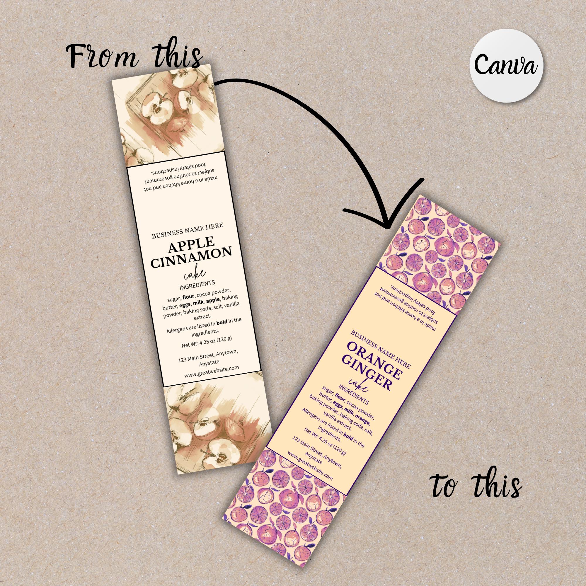 Editable Mini Cake Tin Label Template Mini Loaf Baking Pan Label Mini ...