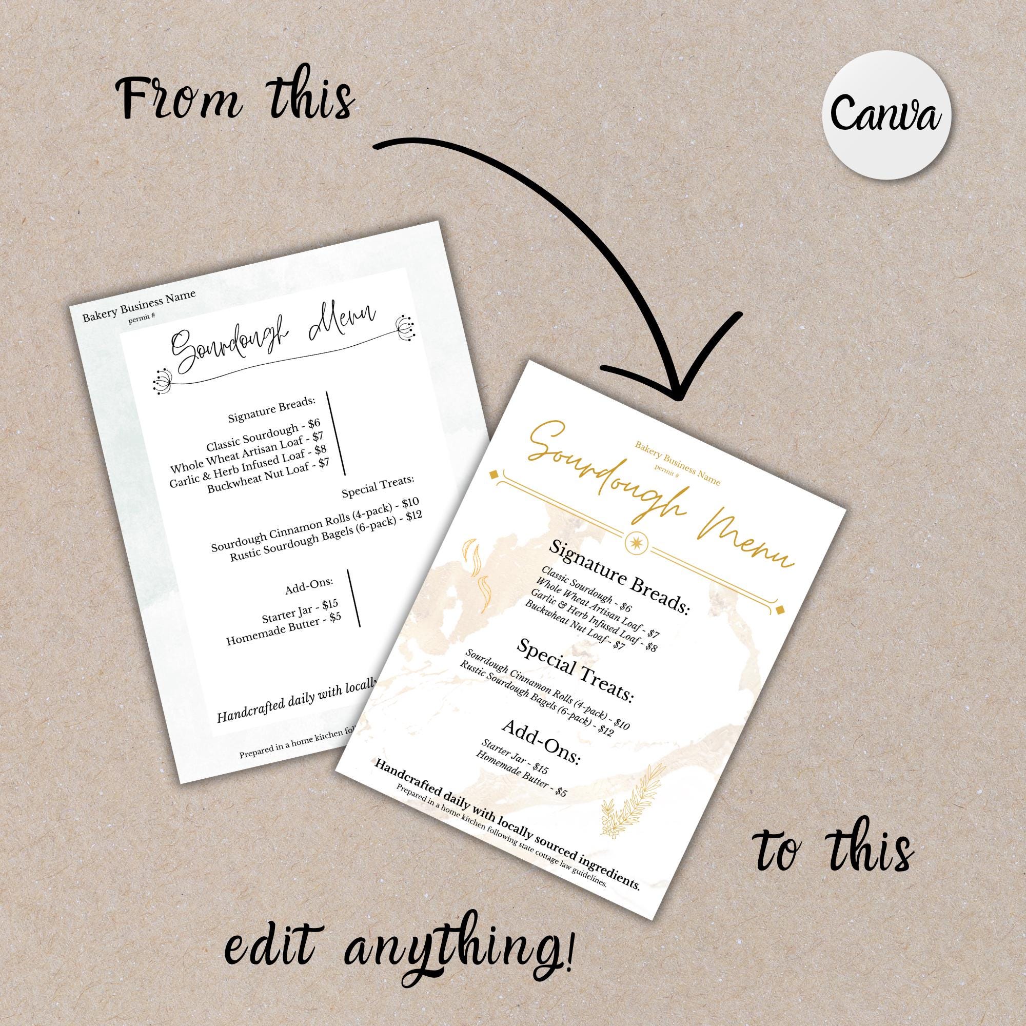 Bakery Price List Template Bundle Editable Bread Price List ...