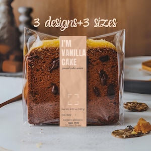 Pound Cake Slice Label Editable Mini Cake Portion Label Template Loaf ...