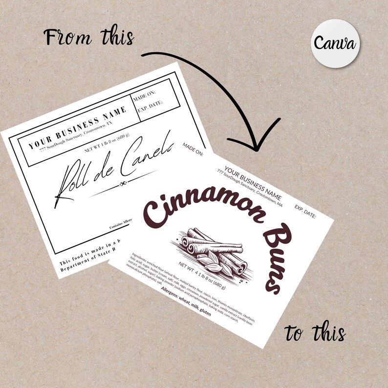 Cinnamon Roll Cottage Kitchen Cinnamon Bun Tag Allergen Alert Label 4x6 ...