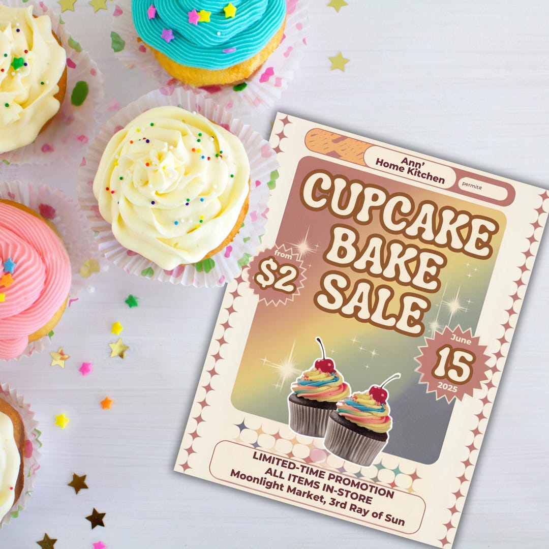 Bakery Flyers Cupcake Sale Flyer Editable Flyer Template for Home ...