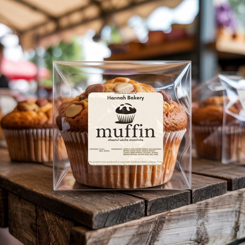 Muffin Label Template for Bakery Packaging Editable Canva Tag for ...