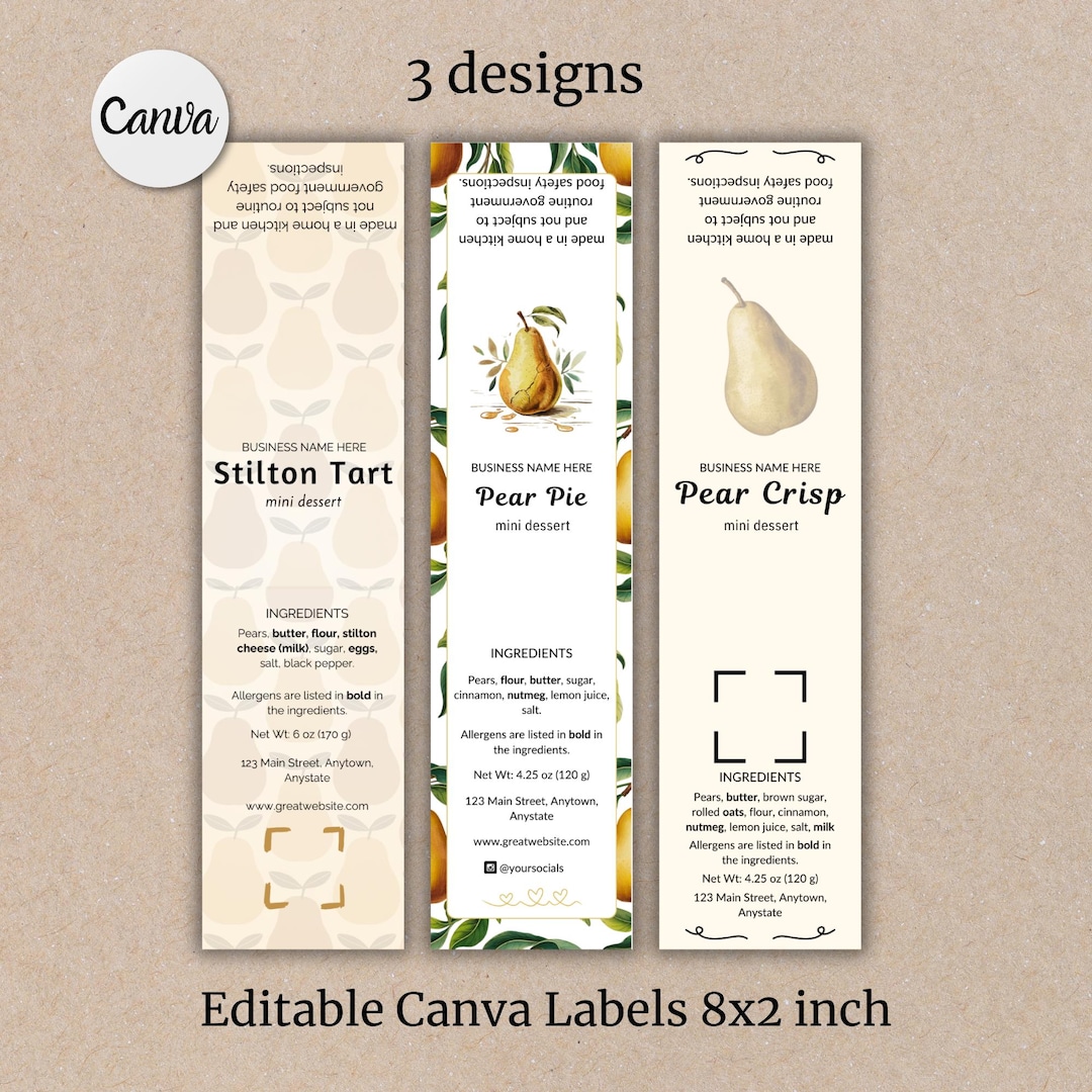 Printable Pear Crisp Mini Cake Label Home Made Mini Loaf Pan Pear Tart ...