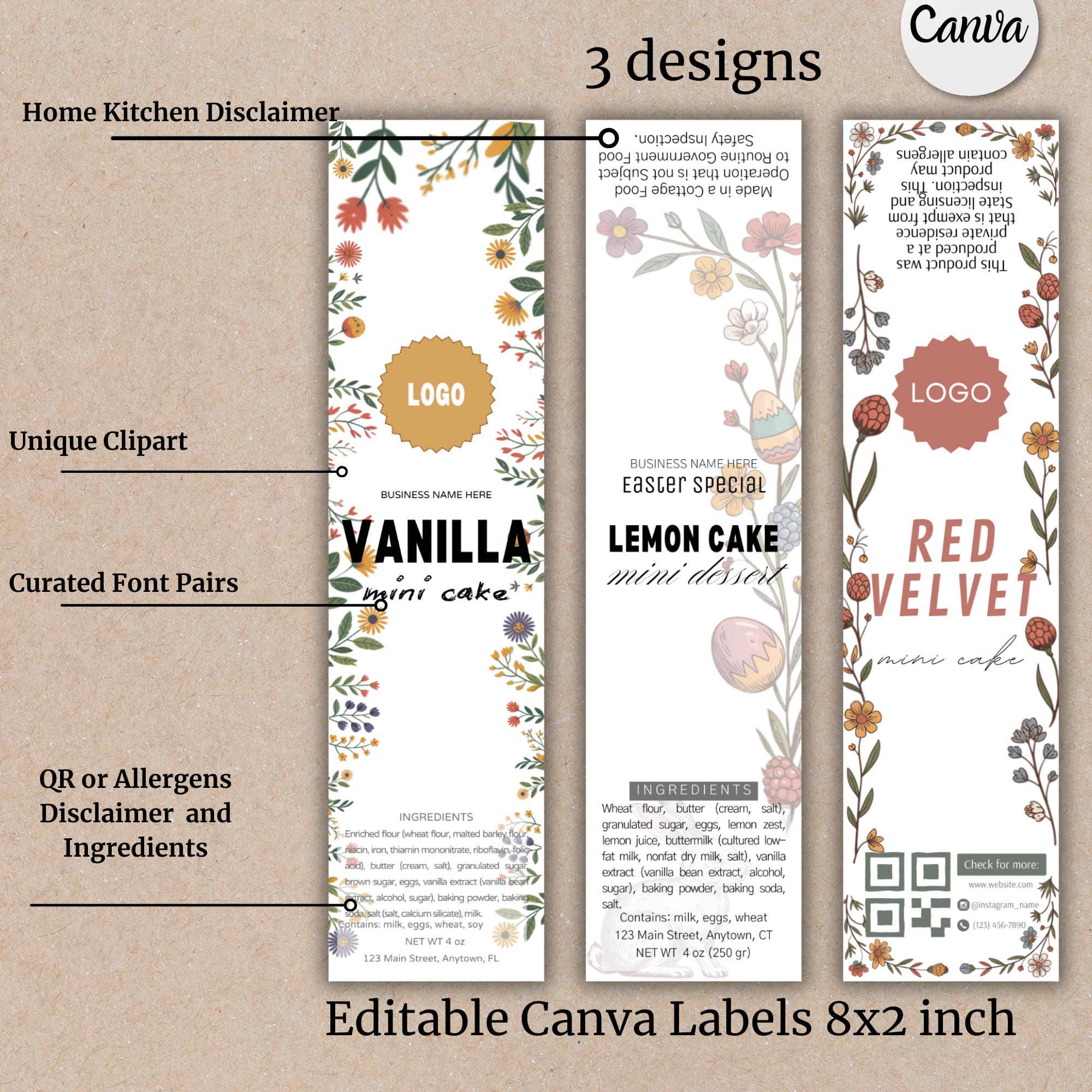 Bakery Easter Decor Label Bundle 11 Editable Cottage Food Labels for ...