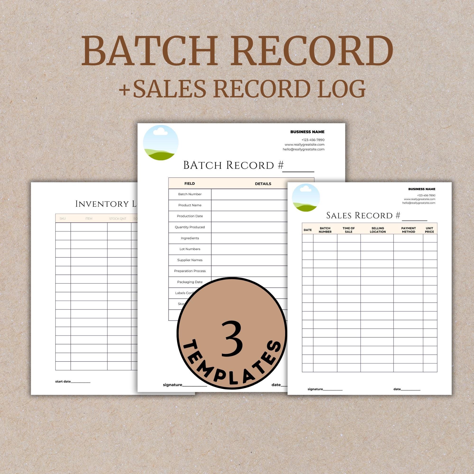 Batch Record Template for Cottage Kitchen Batch Number Tracker Sales ...