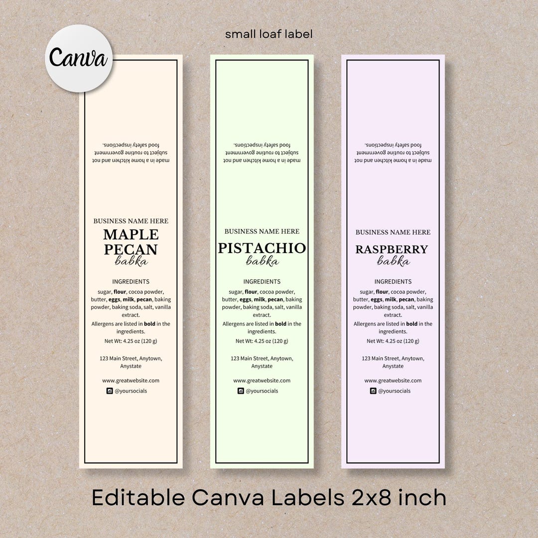 Editable Small Loaf Cake Tag Mini Cake Tin Label Template Mini Loaf ...
