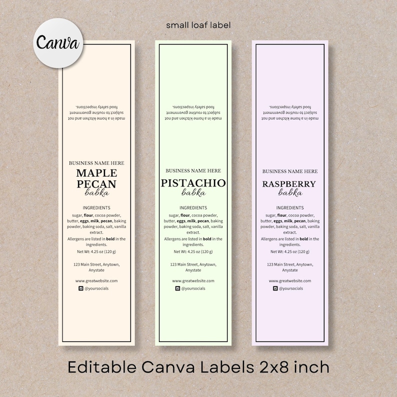 Editable Mini Loaf Tin Pan Label Template Mini Loaf Baking Pan Home ...