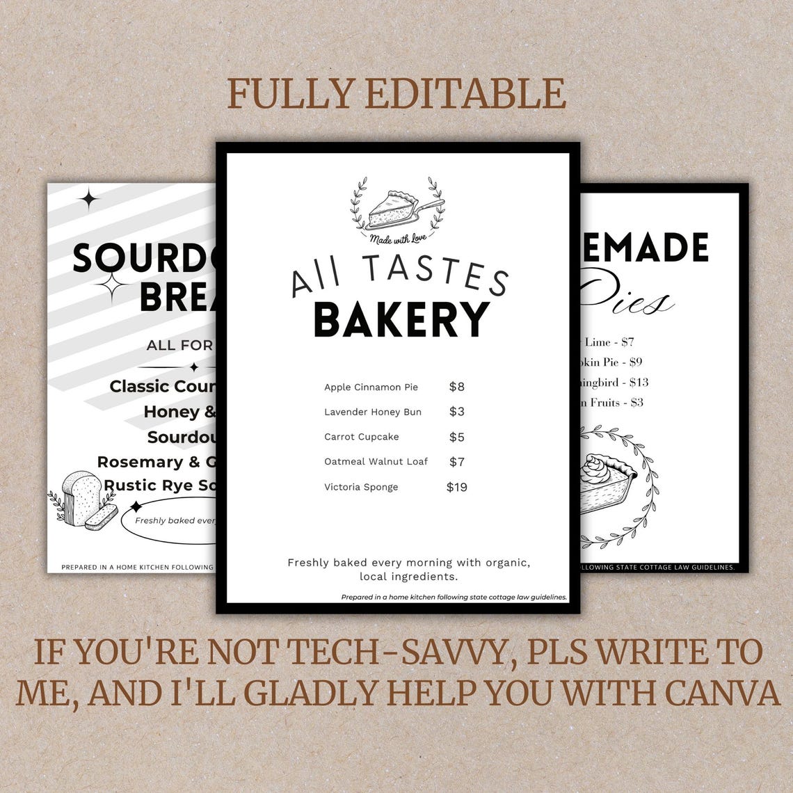 Sourdough Bread Price List Template Bundle Editable Bread Price List ...