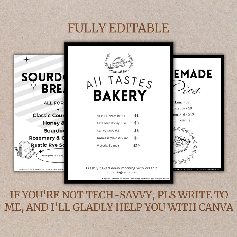 Sourdough Bread Price List Template Bundle Editable Bread Price List ...