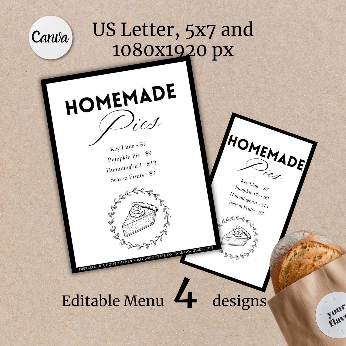 Sourdough Bread Price List Template Bundle Editable Bread Price List ...