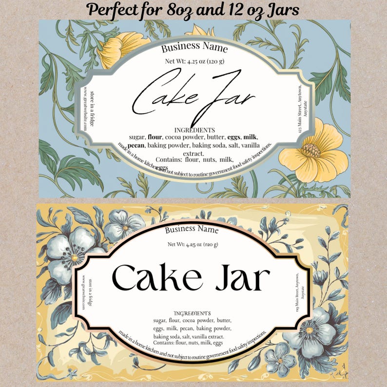 Cake Jar Label Cottage Kitchen Home Cakery Small Cakes Labels Victorian ...