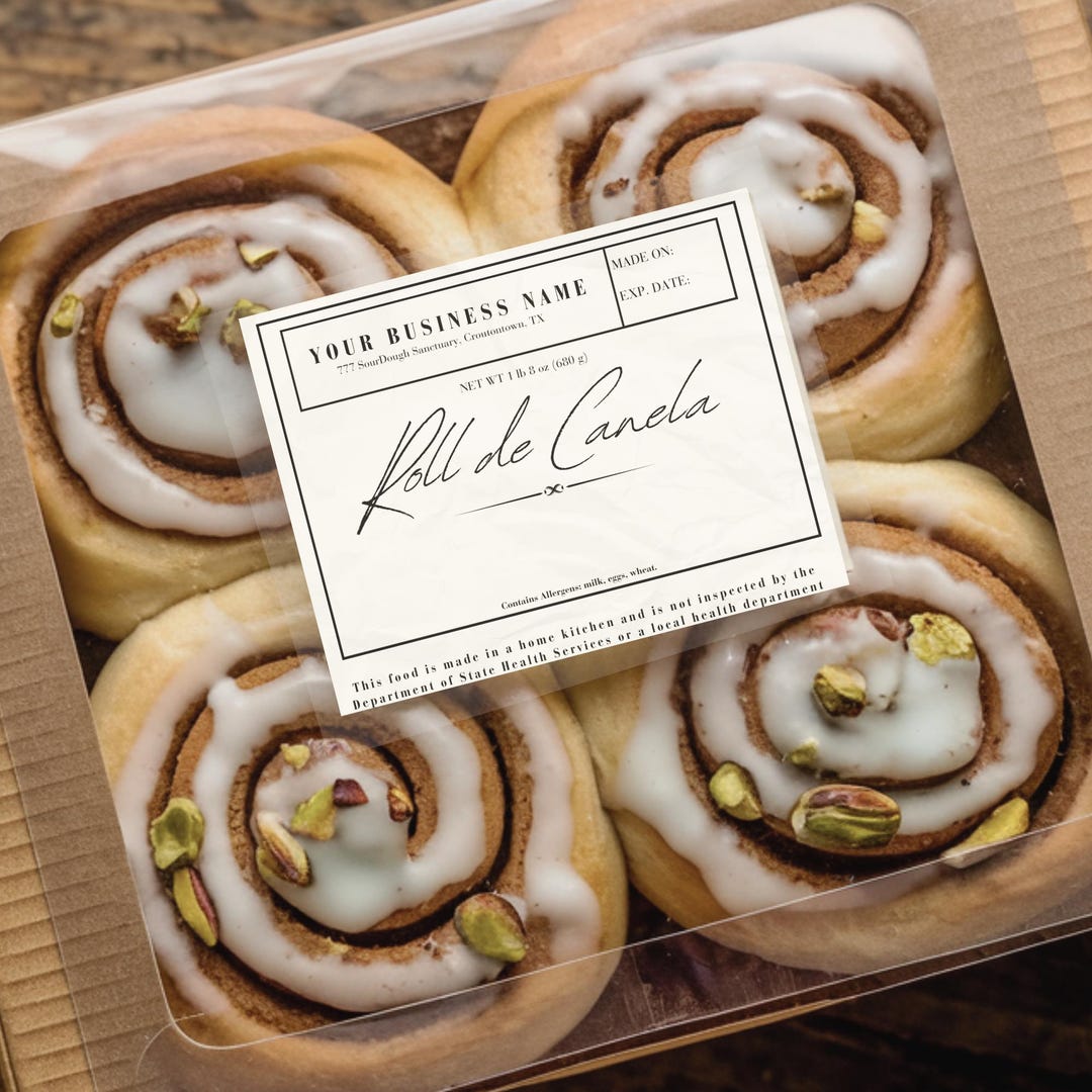 Cinnamon Roll Cottage Kitchen Cinnamon Bun Tag Allergen Alert Label 4x6 ...