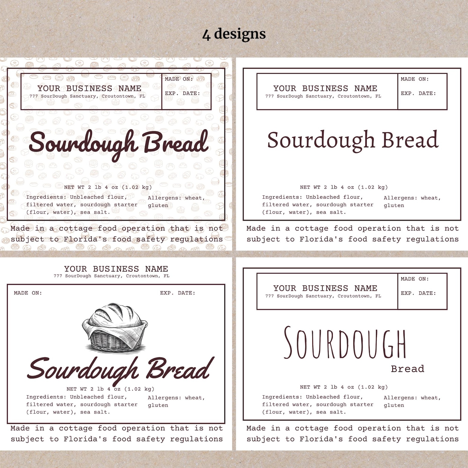 Sourdough Bread Label Cottage Law Sourdough Ingredient Label Card Masa ...