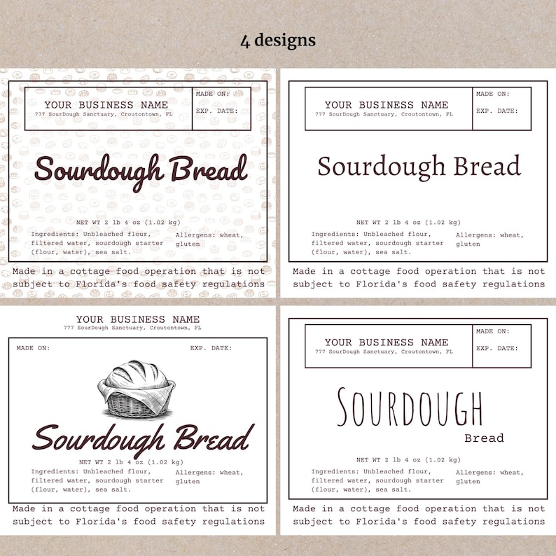 Sourdough Bread Label Cottage Law Sourdough Ingredient Label Card Masa ...
