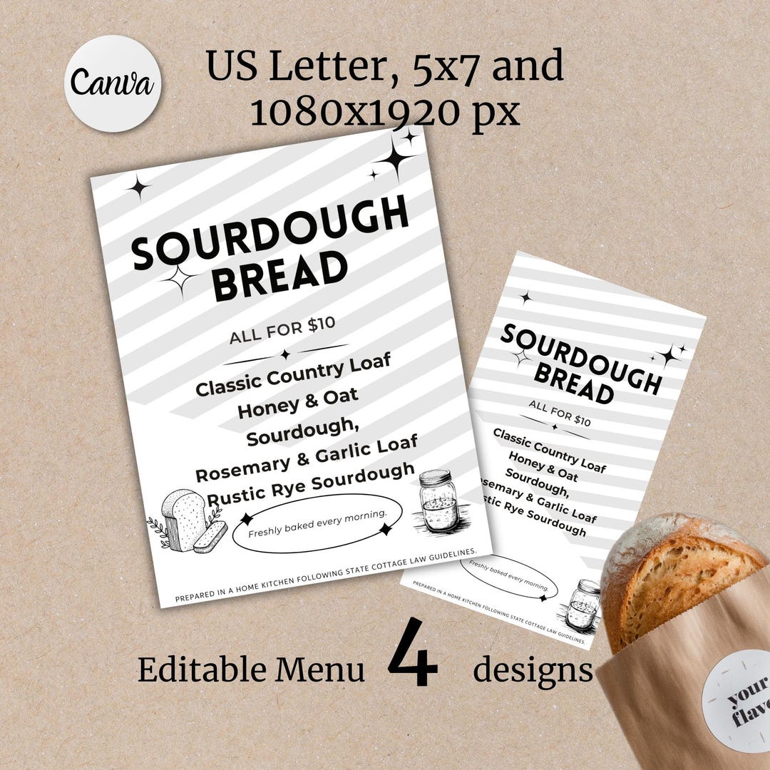 Sourdough Bread Price List Template Bundle Editable Bread Price List ...