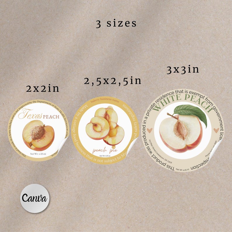 Minimalist Ingredient Label Template Peach Flavor Circle Sticker ...
