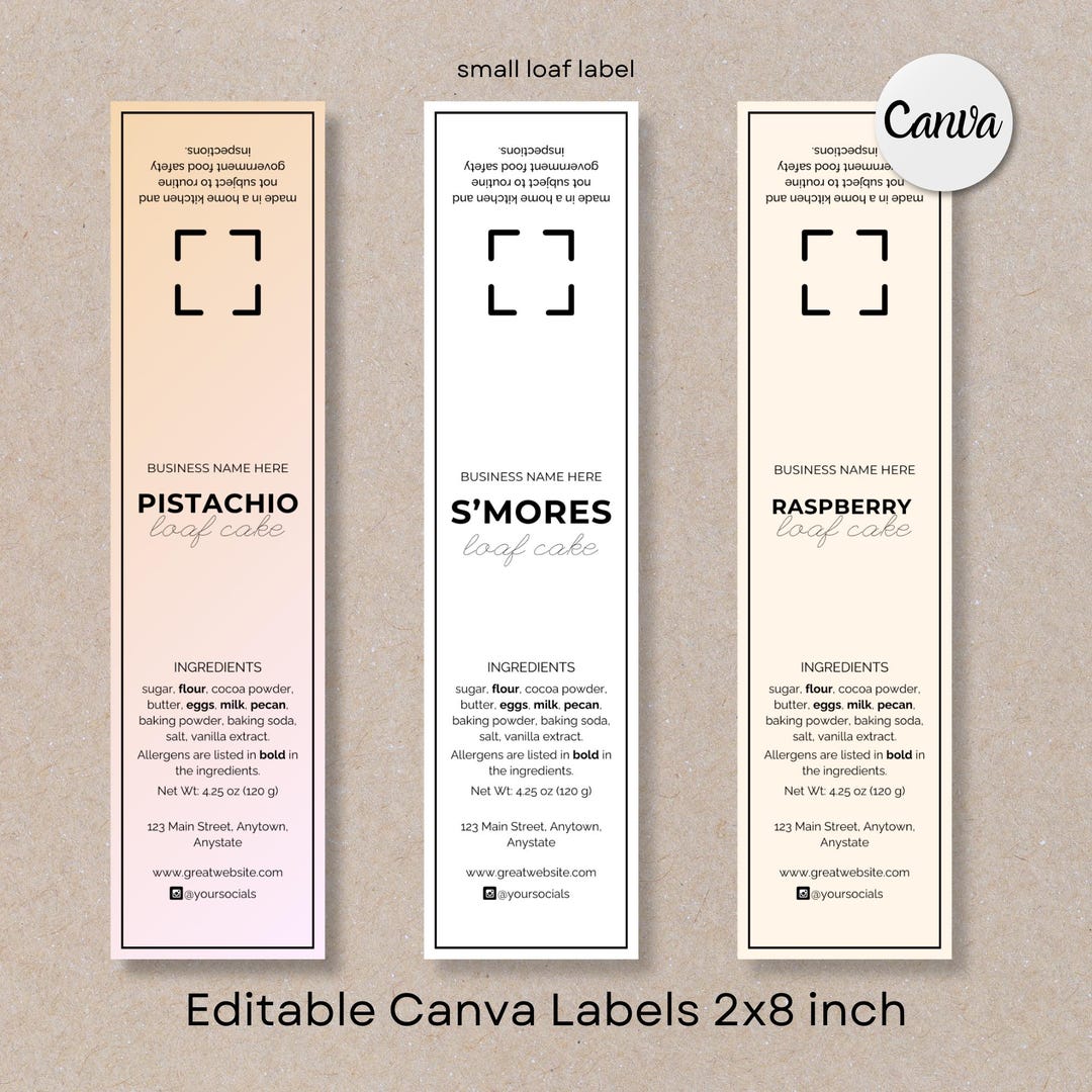 Printable Mini Loaf Pan Desserts Tag Red Tag Mini Editable Mini Cake ...