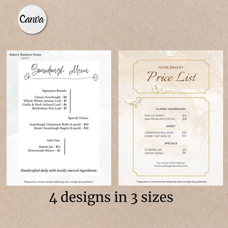 Bakery Price List Template Bundle Editable Bread Price List ...