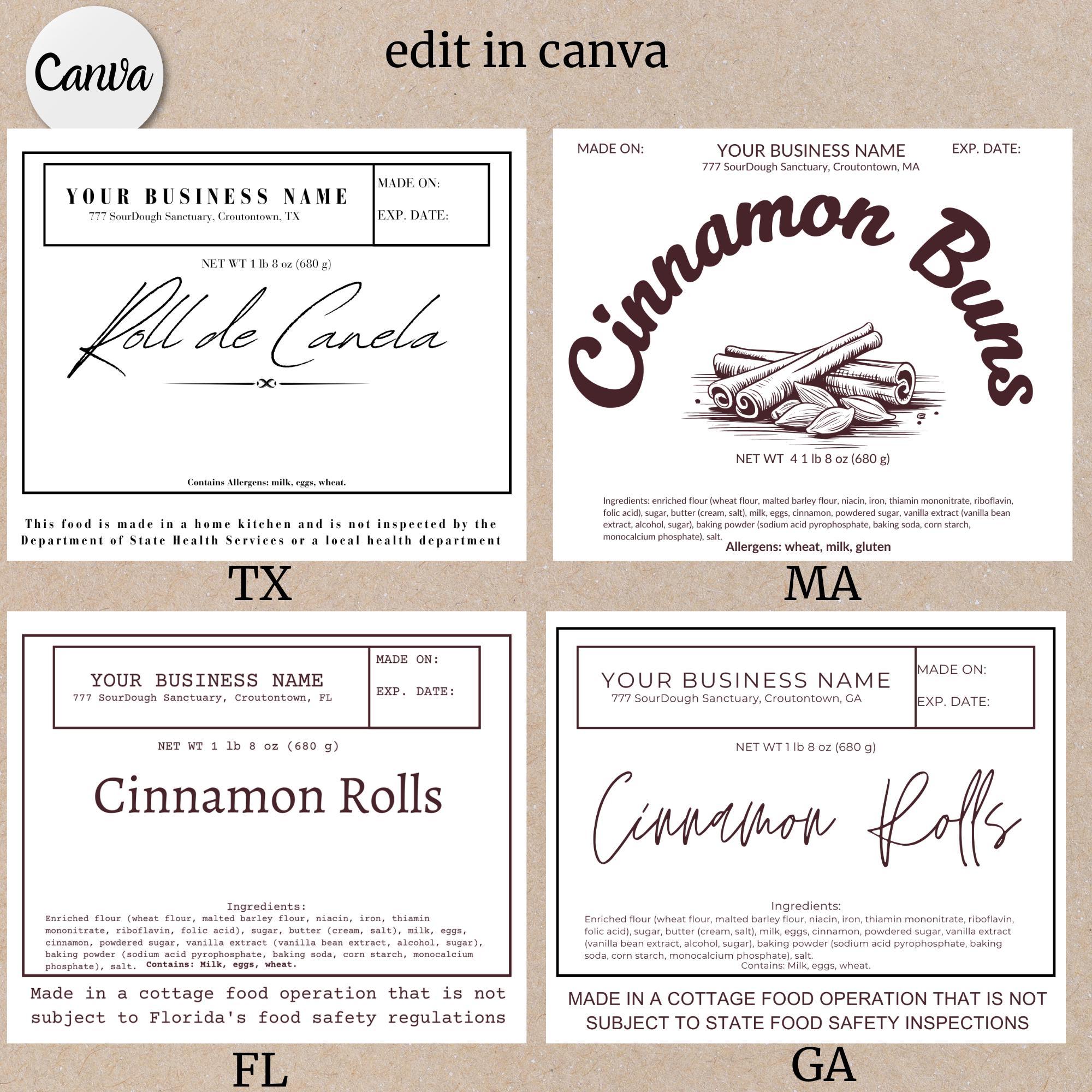 Cinnamon Roll Cottage Kitchen Cinnamon Bun Tag Allergen Alert Label 4x6 ...