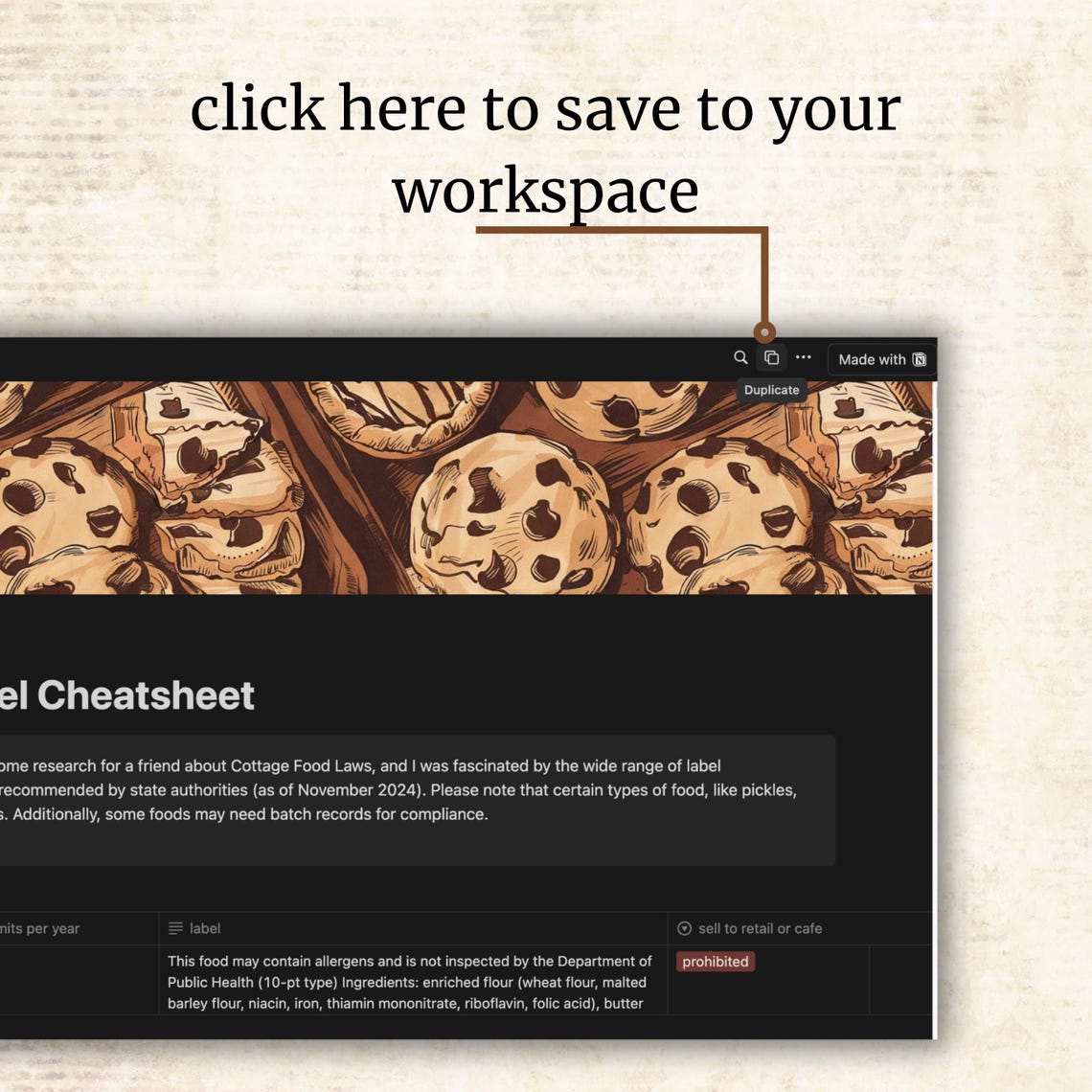 Bakery Cost Calculator Notion Template Bakery Recipe Cards Baking Ingredients Log Baker's Supply ...