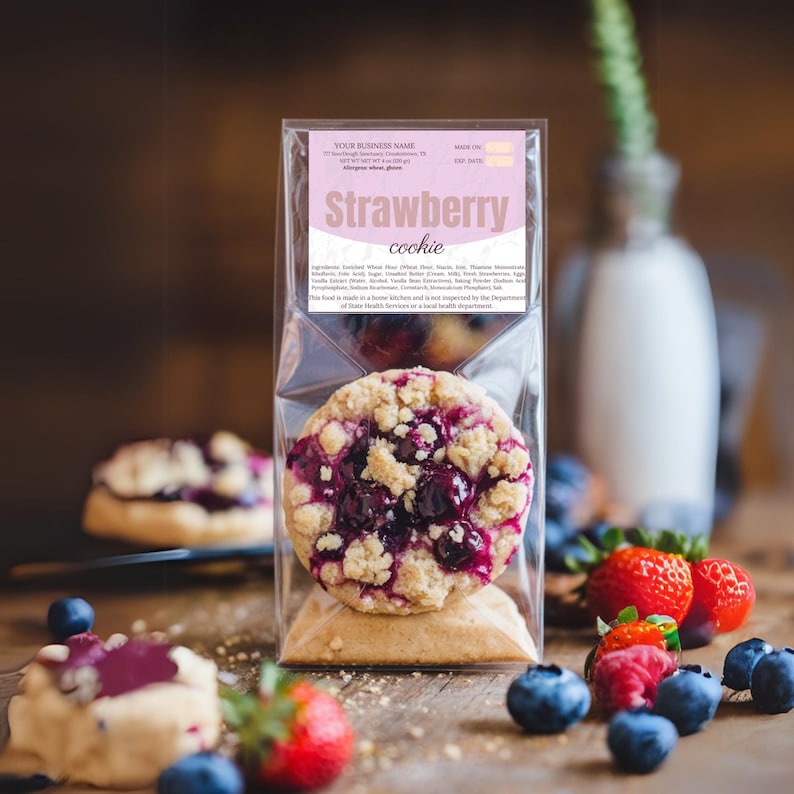 Cookie Cottage Law Label Texas Sticker Strawberry Flavor Stickers ...