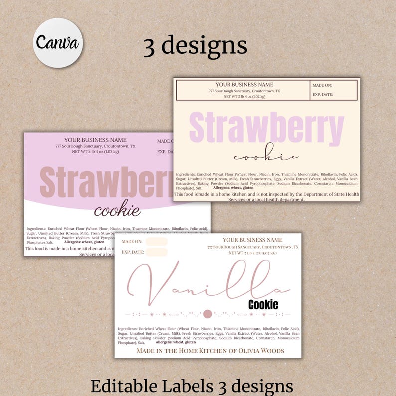 Cookie Cottage Law Label Texas Sticker Strawberry Flavor Stickers ...