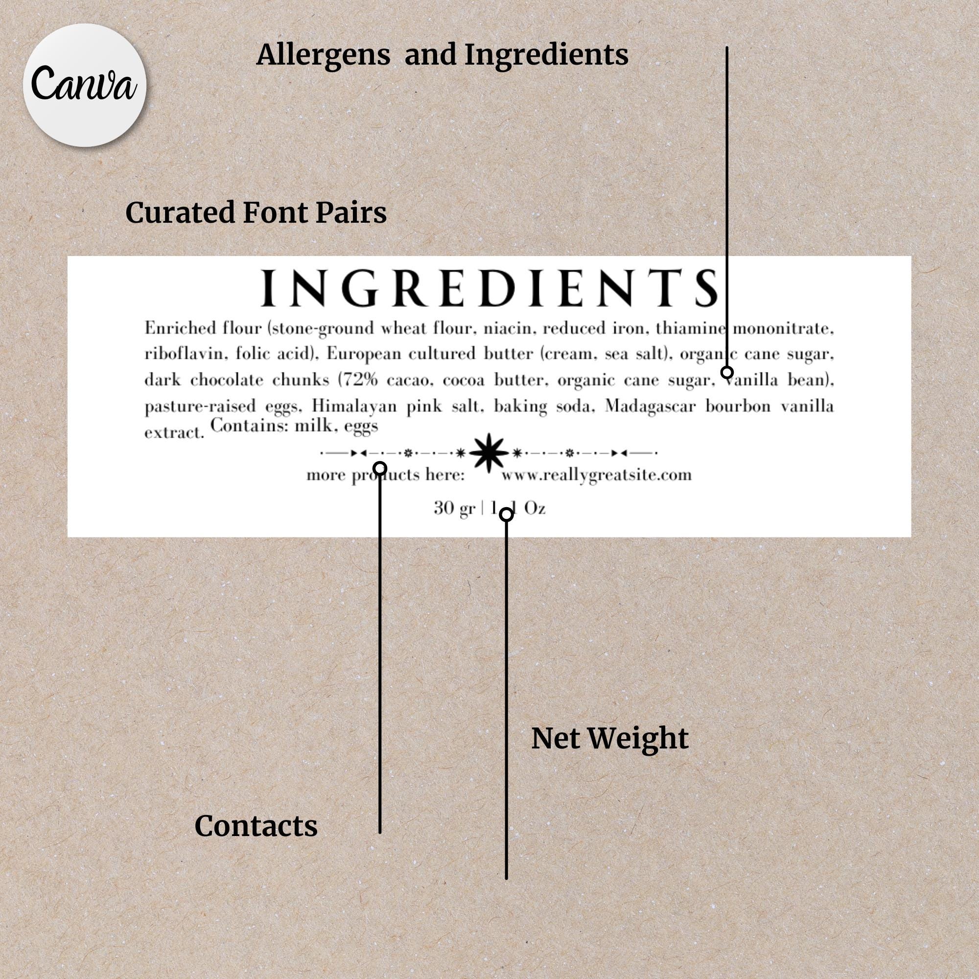 Minimalist Choco Chips Cookie Ingredient Label Template Cottage Food ...