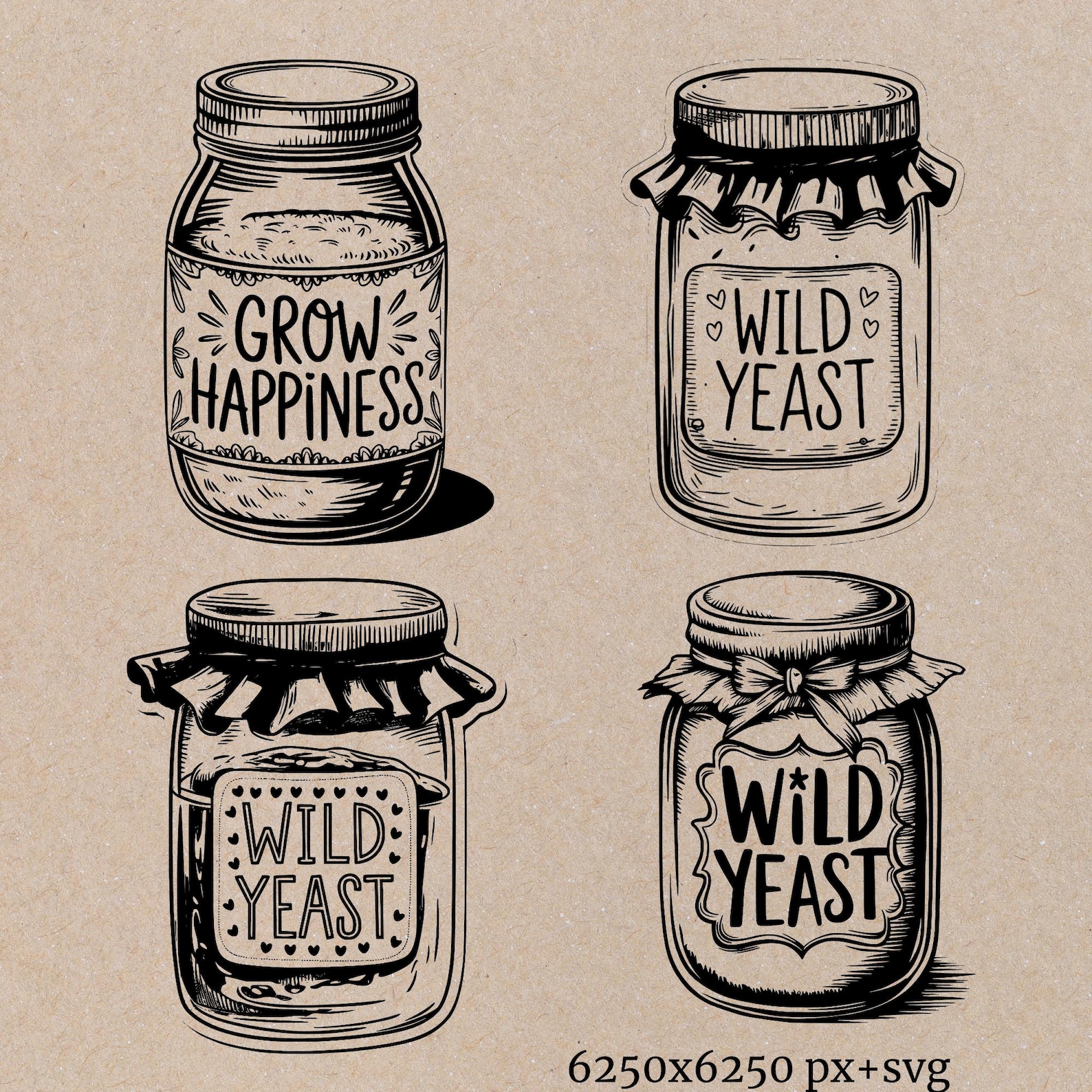 Hand-drawn Sourdough Starter Jar Svg for Cricut Commercial-use ...