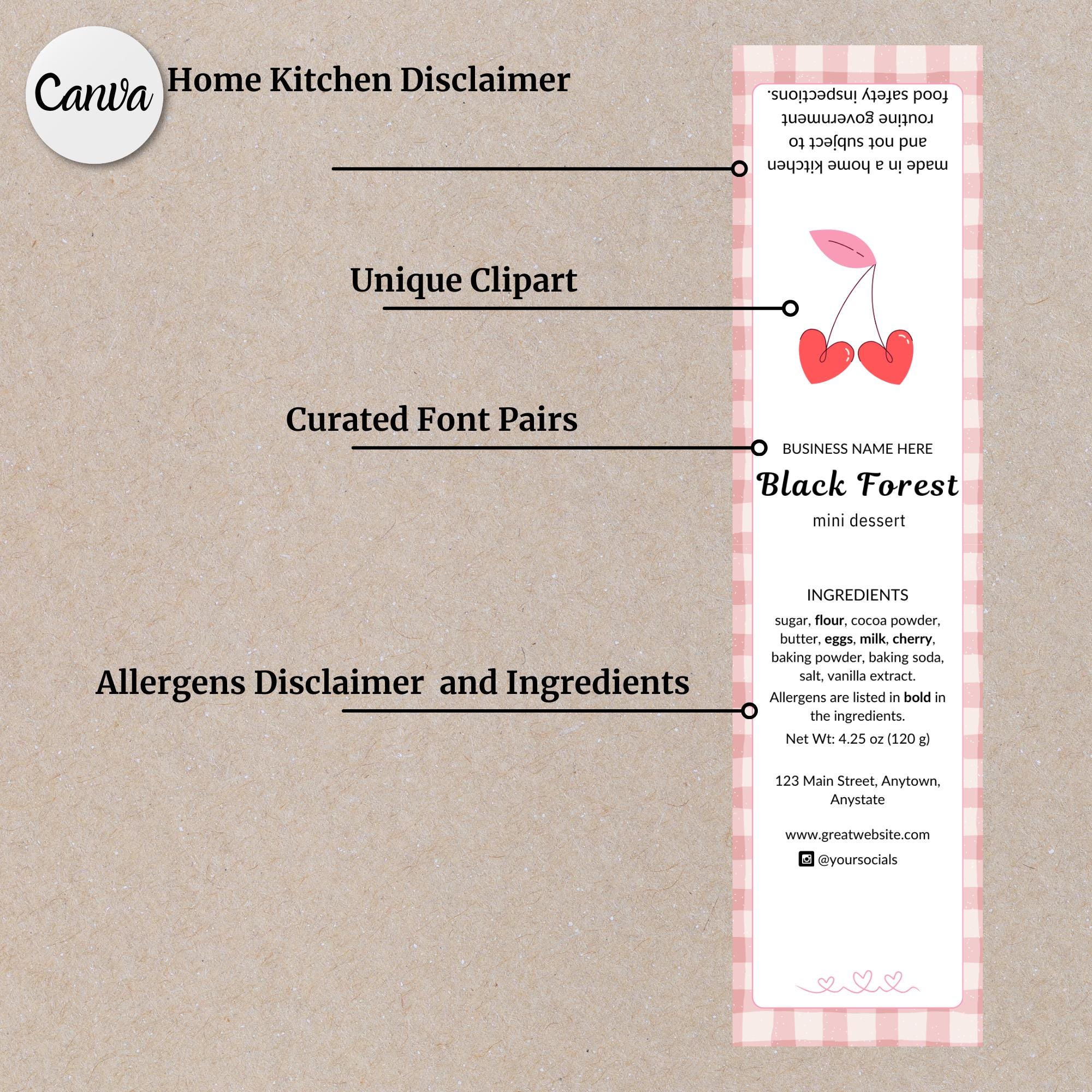 Mini Cake Tin Labels Bundle Template Mini Loaf Pan Labels Home Bakery ...