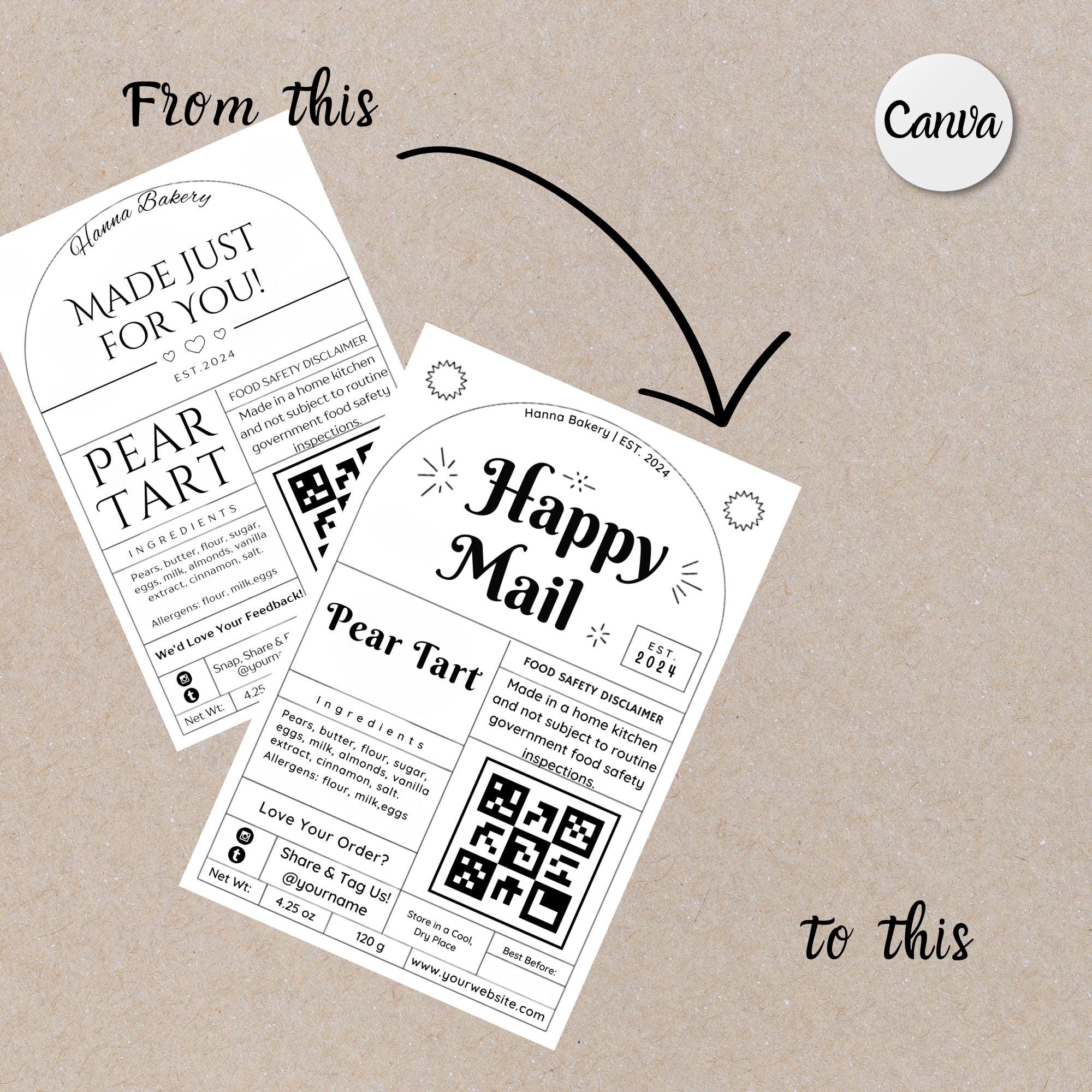 Thank You Card Thermal Printer Label for Bakery Retro Sticker Design ...
