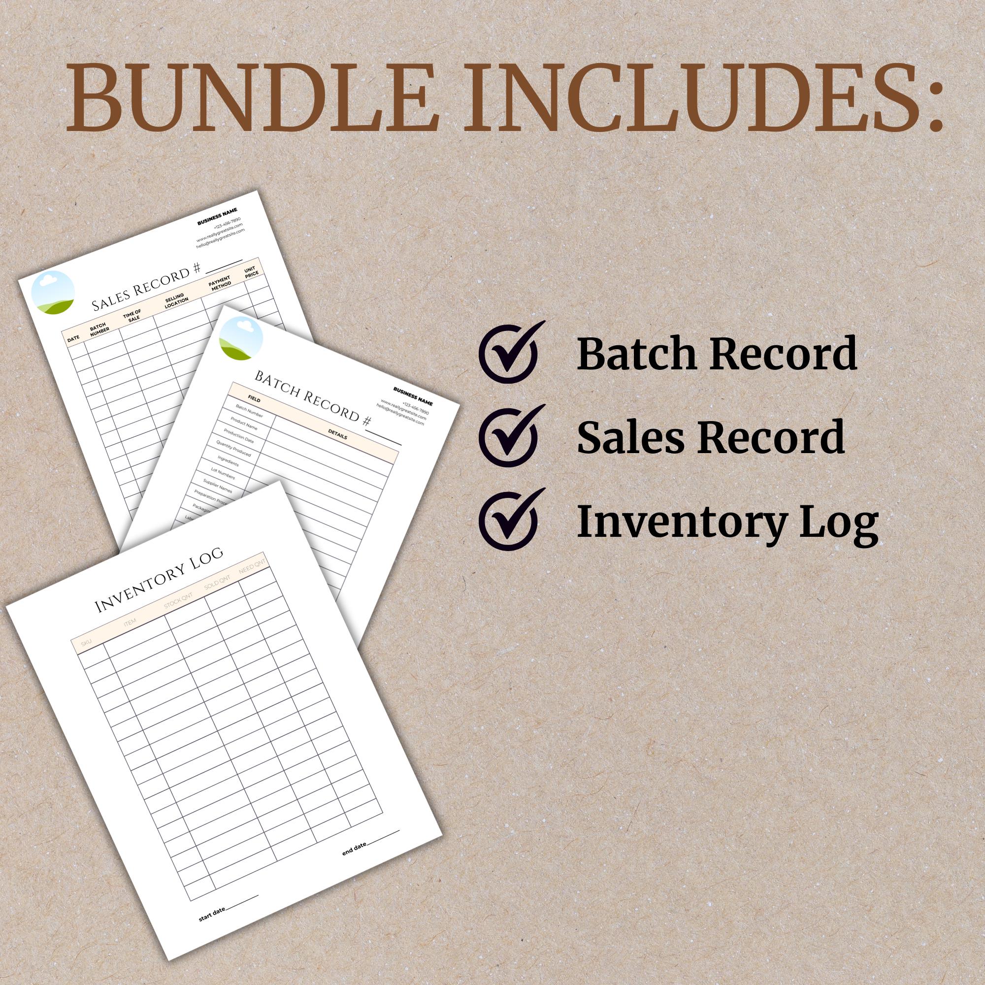 Batch Record Template for Cottage Kitchen Batch Number Tracker Sales ...