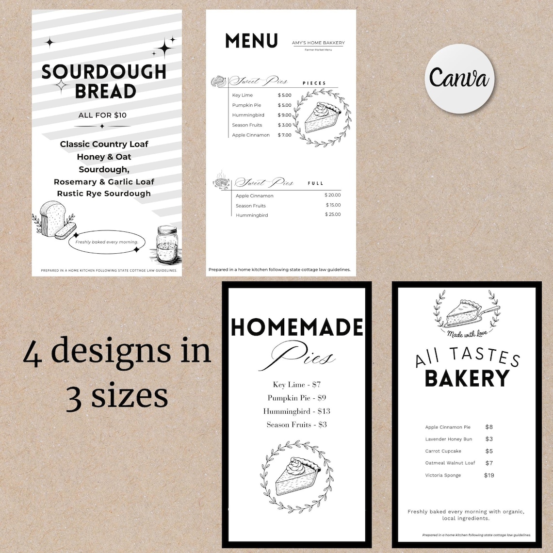 Sourdough Bread Price List Template Bundle Editable Bread Price List ...