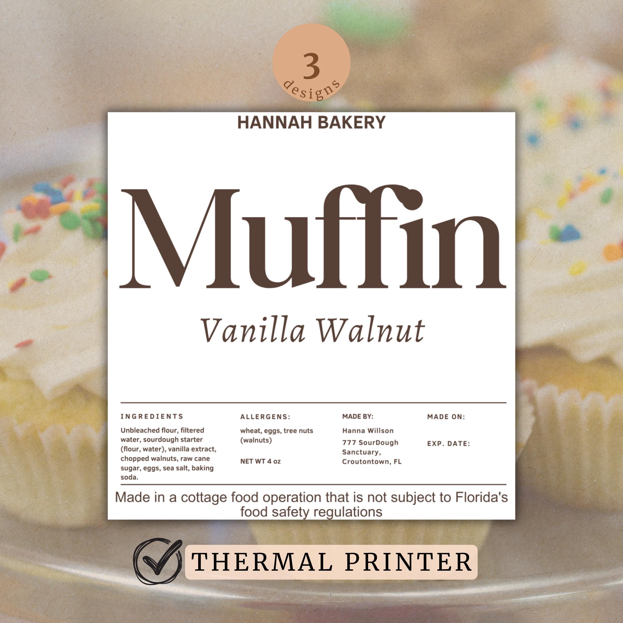 Muffin Label Template for Bakery Packaging Editable Canva Tag for ...