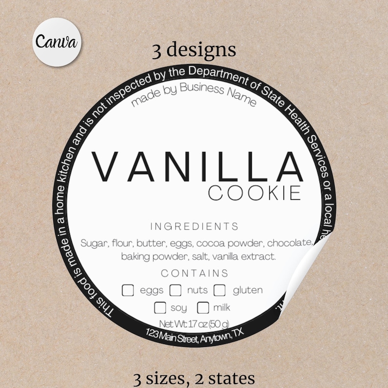 Minimalistic Cookie Labels for Selling Cottage Food Stickers Bakery ...