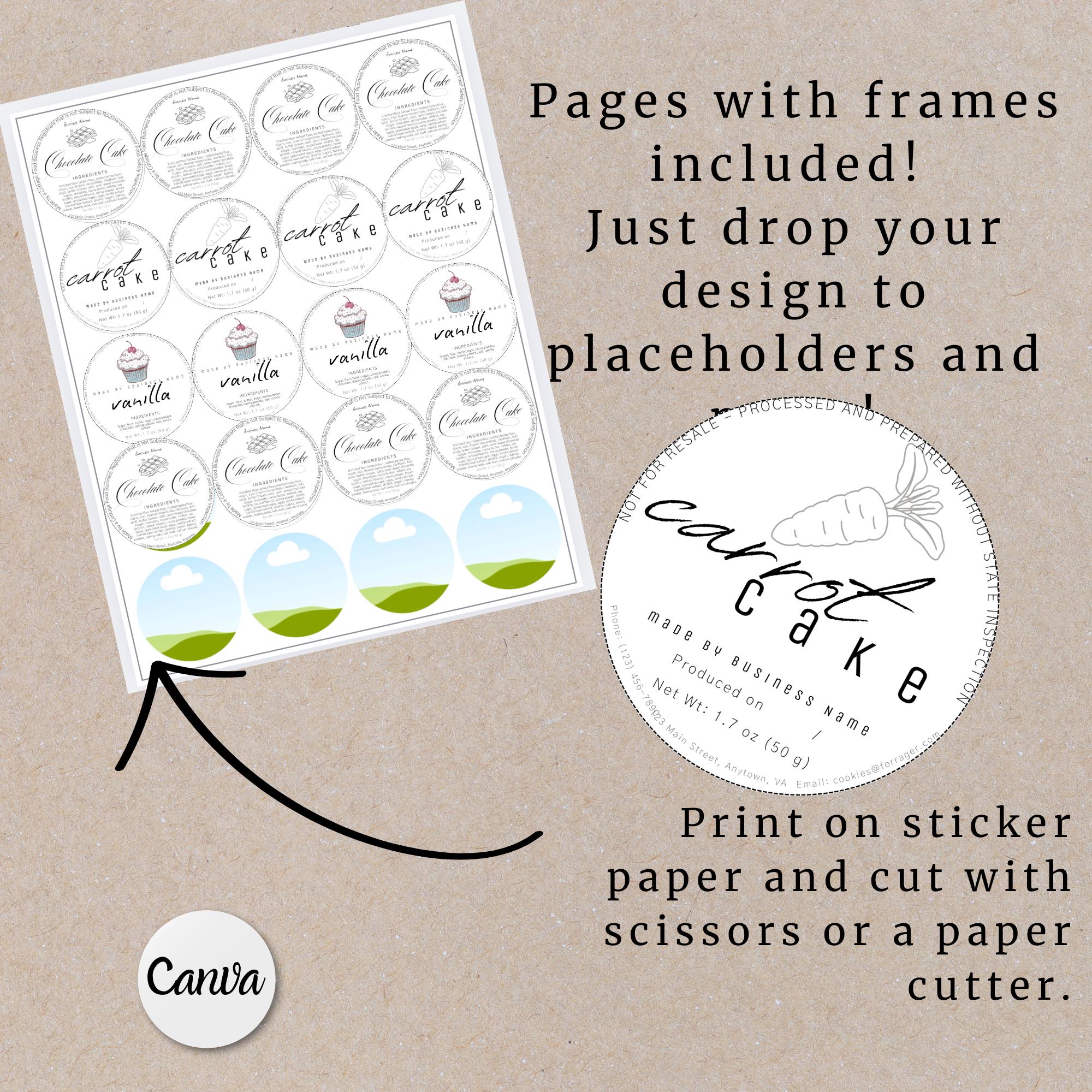 Cake Jar Labels Mason Jar Cake Sticker Cottage Kitchen Glass Jar Design ...